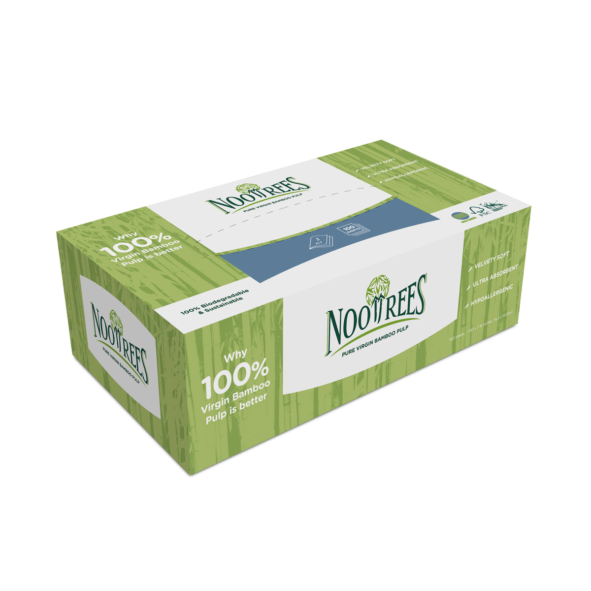 NooTrees Bamboo 3-ply Facial Tissues Box (5 Packs x 100 Sheets ...