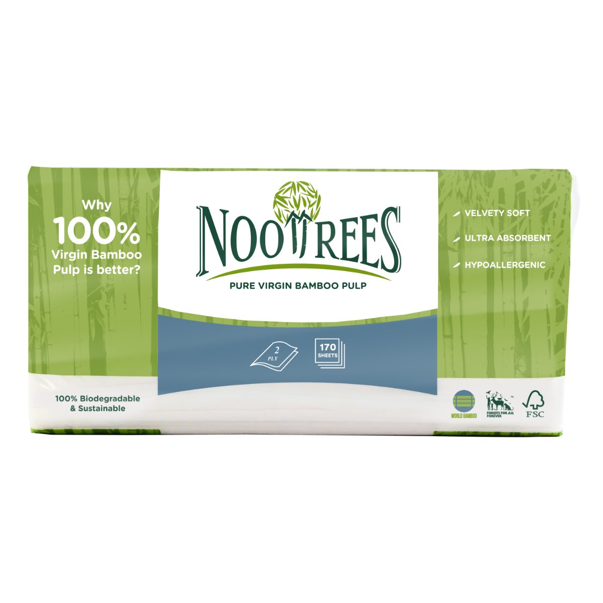 NooTrees Bamboo 2-ply Soft Pack Facial Tissues | Grocery Owl Singapore